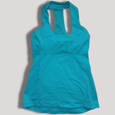 Lululemon Scoop Neck Racerback Tank Coolmax Shelf Bra Turquoise 6 ...