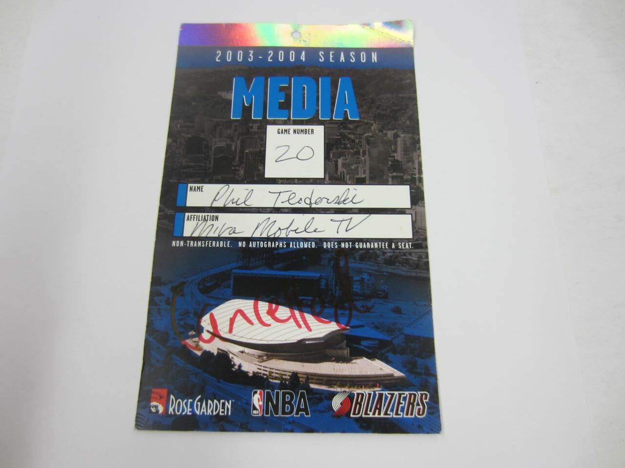 #258 PORTLAND TRAIL BLAZERS 2003-2004 Game 20 NBA Press Pass Media ...