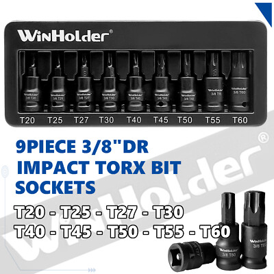 9PIECE IMPACT TORX BIT Sockets Set 3/8" Drive Impact TRX Star Sockets ...