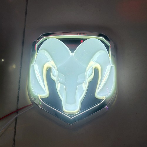 Front Grille Emblem White LED Chrome Black Badge for 13-2018 RAM 1500 ...