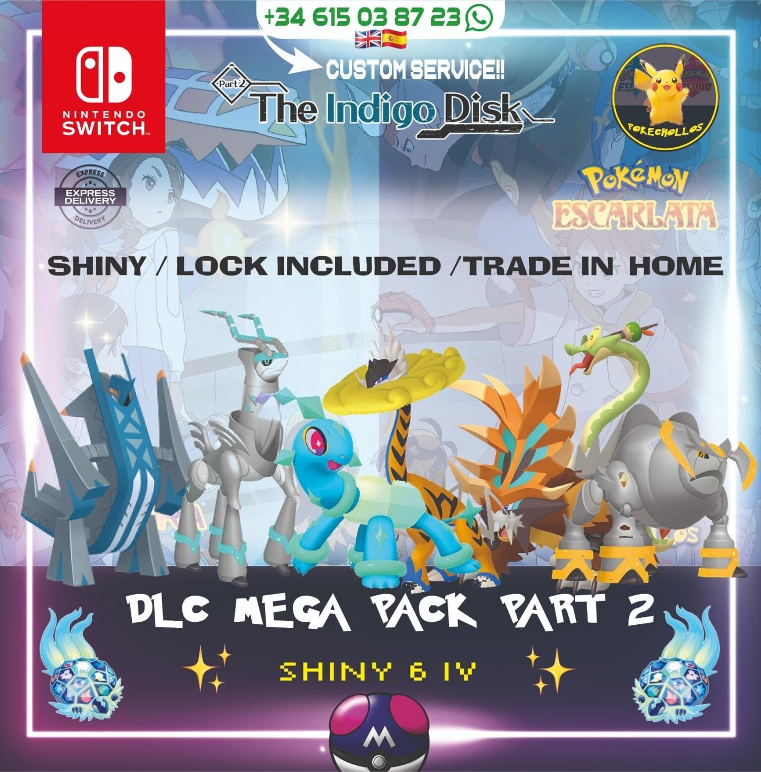 DLC MEGA PACK PART 2 SHINY 6IV Pokemon 🍊 scarlet - violet🍇/ INDIGO DISK ...