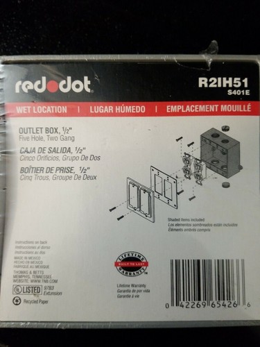 Red Dot Five Hole Two Gang Outlet Box Model R21H51 S401E Brand New ...