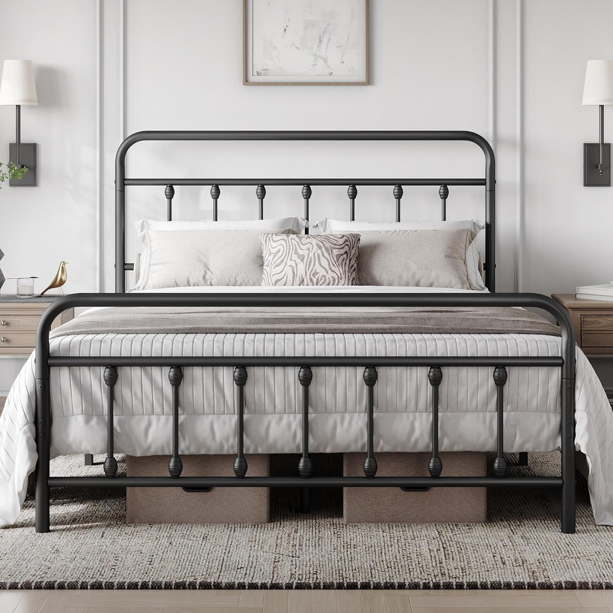 Raised Platform Bed Frame Bednowitz King Size Bed Frame, 12 Inch High