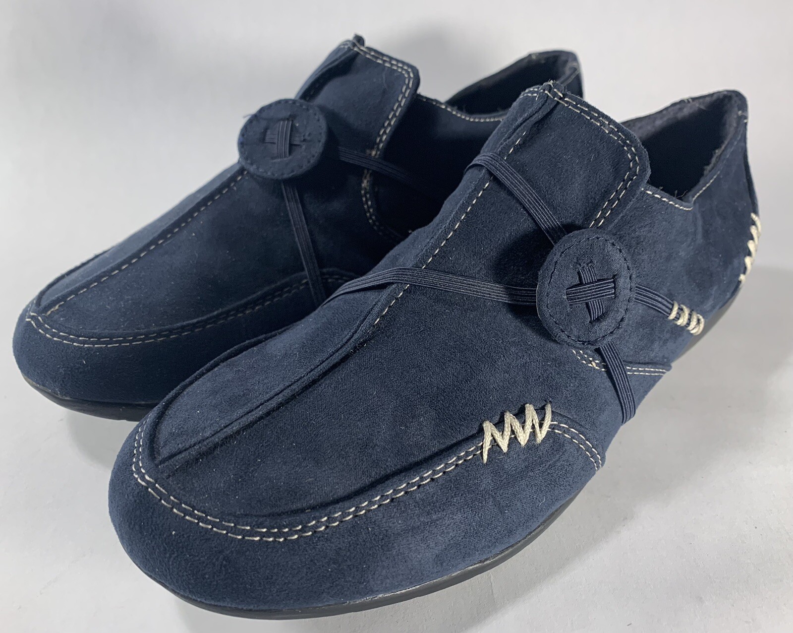 Classique Shoes Womens 9W Slip On Loafers Comfort Blue Fabric Closed ...