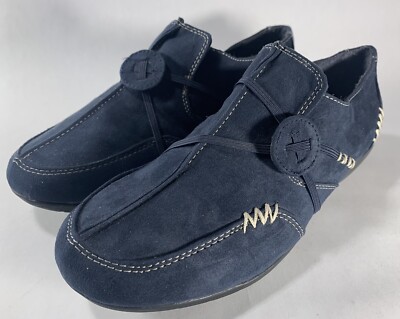 Classique Shoes Womens 9W Slip On Loafers Comfort Blue Fabric Closed ...