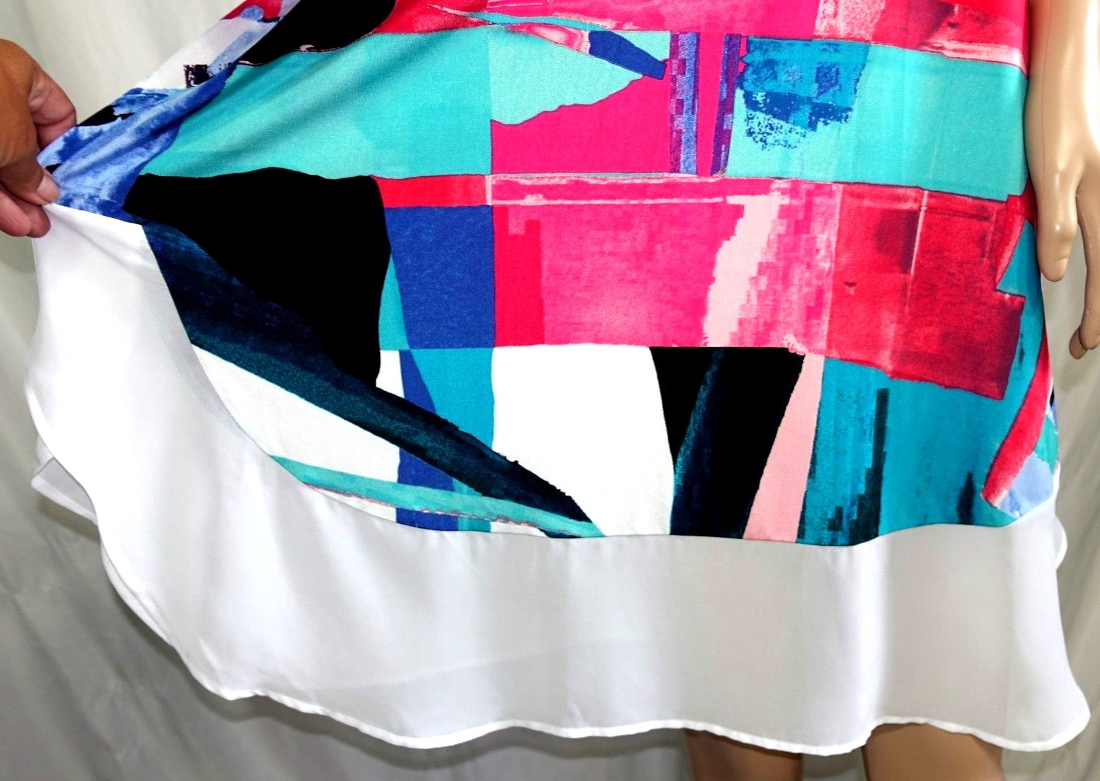 N Touch Women Plus 1x 2x 3x Elegant Teal Red White Tunic Top Blouse Top ...