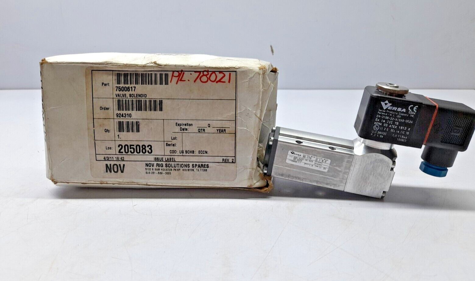 Versa KSG-4332-HC-XISX6-D024 Four Way Solenoid Valve Versa EN-3198-22 ...