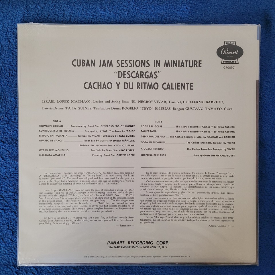 Cachao.Cuban Jam Session In Miniature"Descargas".Rare Out Print Panart ...