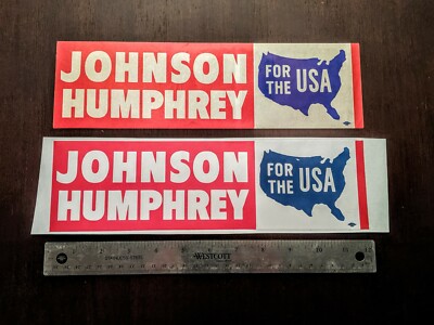 LBJ Lyndon Johnson & Hubert Humphrey 1964 Bumper Stickers | eBay