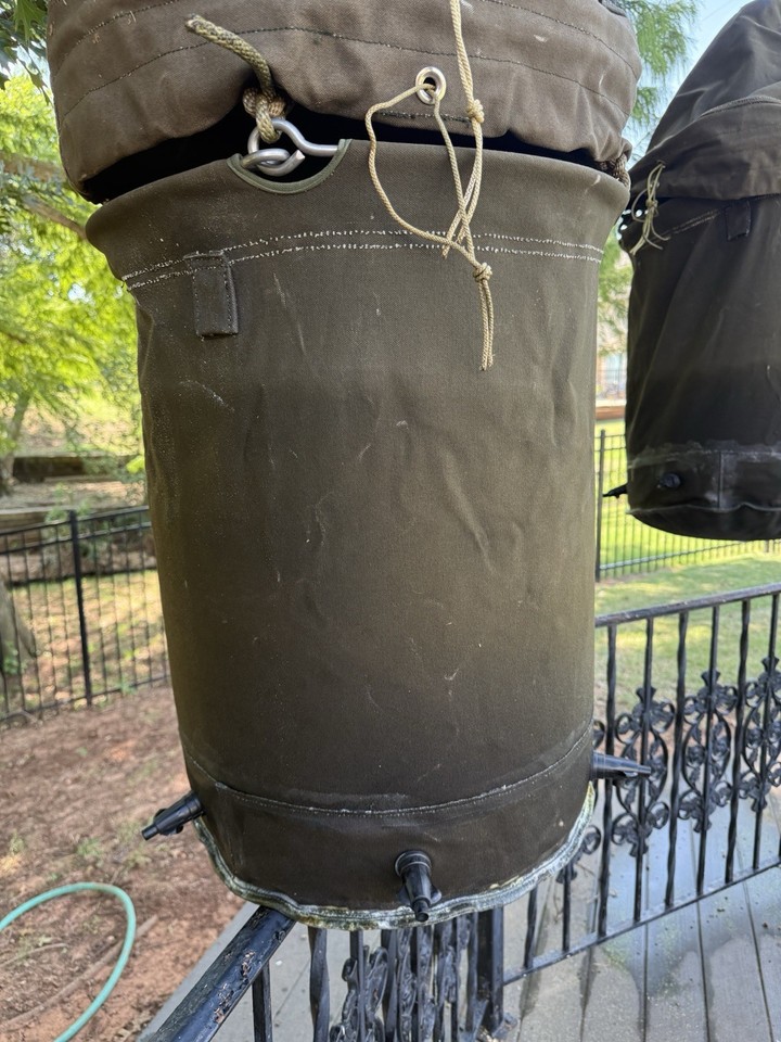 USGI Water Canvas Lyster Hanging Bag 36 Gallon. Military Surplus Camp ...