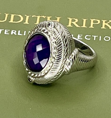 Judith Ripka Sterling Silver 925 Faceted Purple Amethyst Oval Stone ...