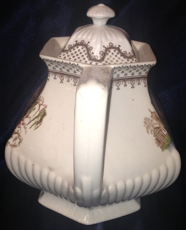 ADAMS ENGLAND ANTOINETTE TEAPOT 42 OZ MULTI COLOR SCENE & BROWN ...