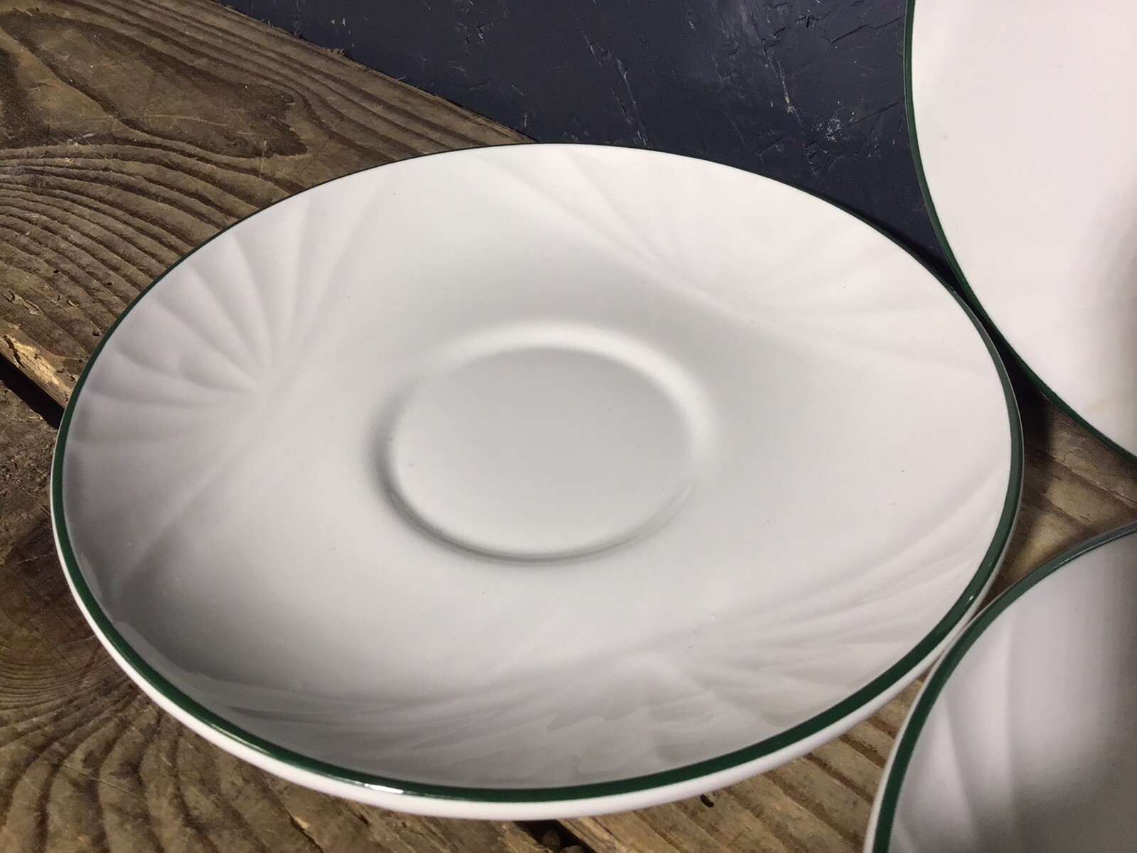 Duraline Dudson Saucers, White with Green Rim. | eBay UK