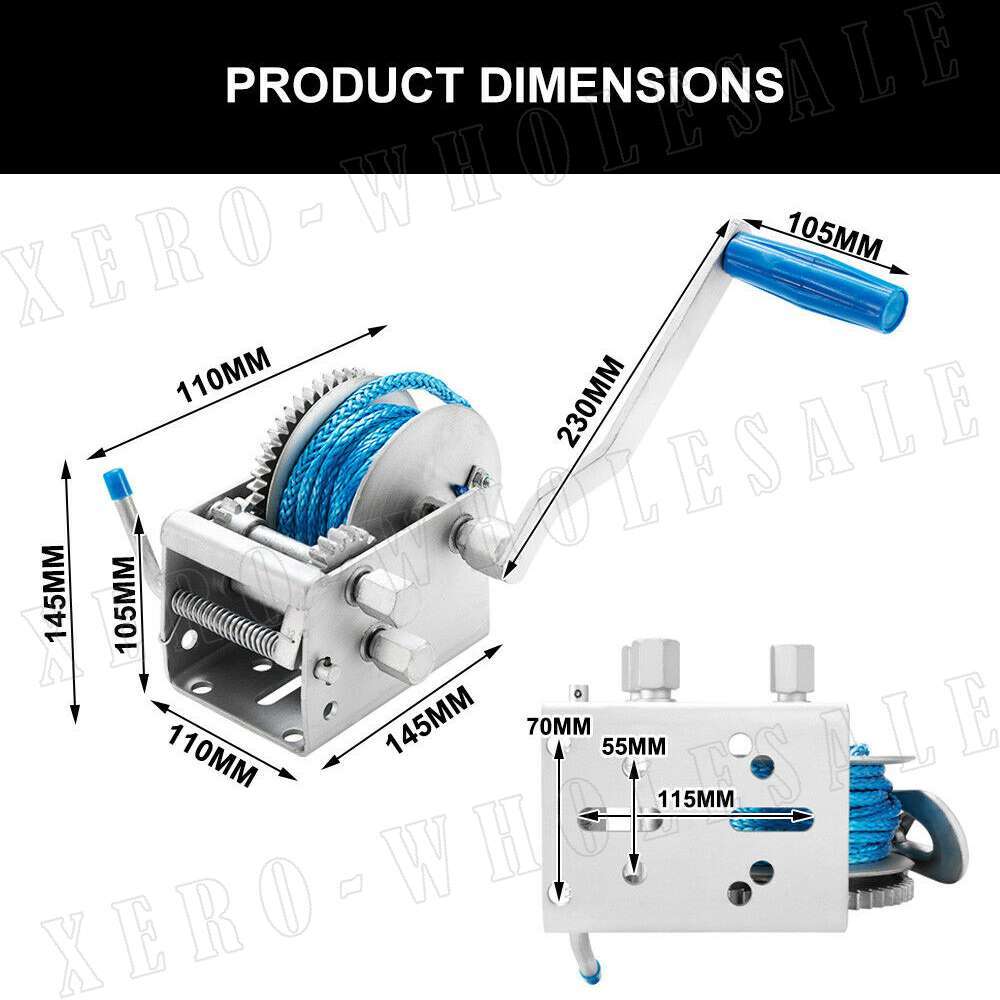 4WD Hand Winch 3000KG/6614LBS 3Speed 4x4 Car Boat Marine Trailer ...