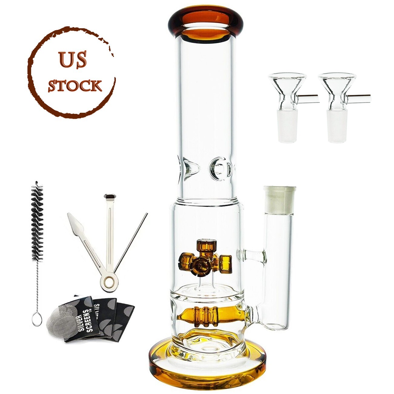 13" Heavy Glass Bong Percolate Bongs Smoking Hookah 1.8lb Water Pipe ...
