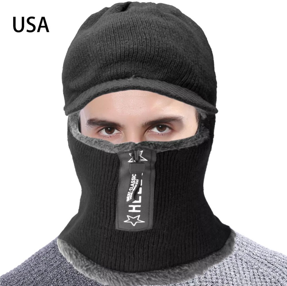 Balaclava Ski Face Mask Windproof Cap Winter Warm Wide Brim Hat for ...