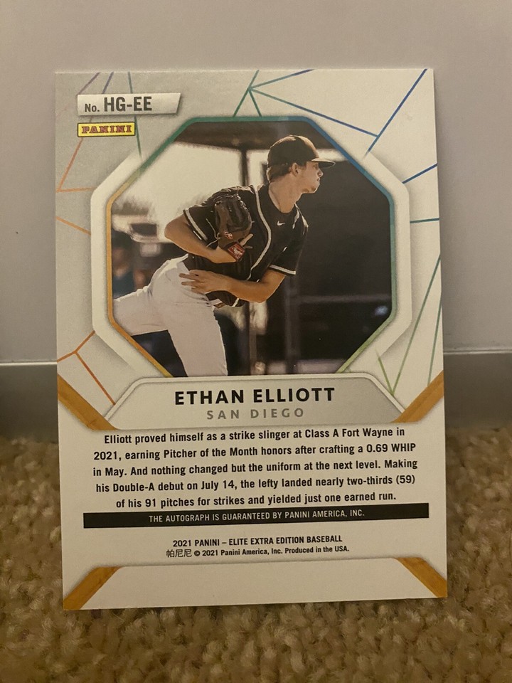 Ethan Elliott 2021 Elite Extra Edition Hidden Gems Auto #HG-EE Padres ...