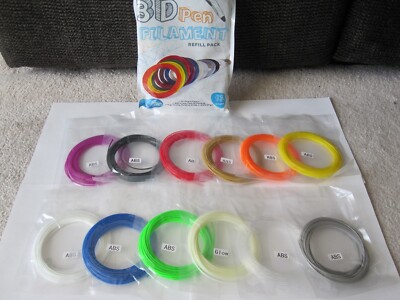 12 Colors 3D Pen Printer Filament ABS 1.75mm/73M 240ft 12x20ft/6M ...