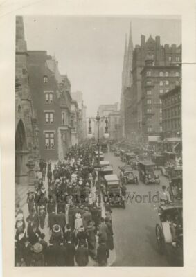 New York City West 48th street and 5th Ave view people antique photo ...
