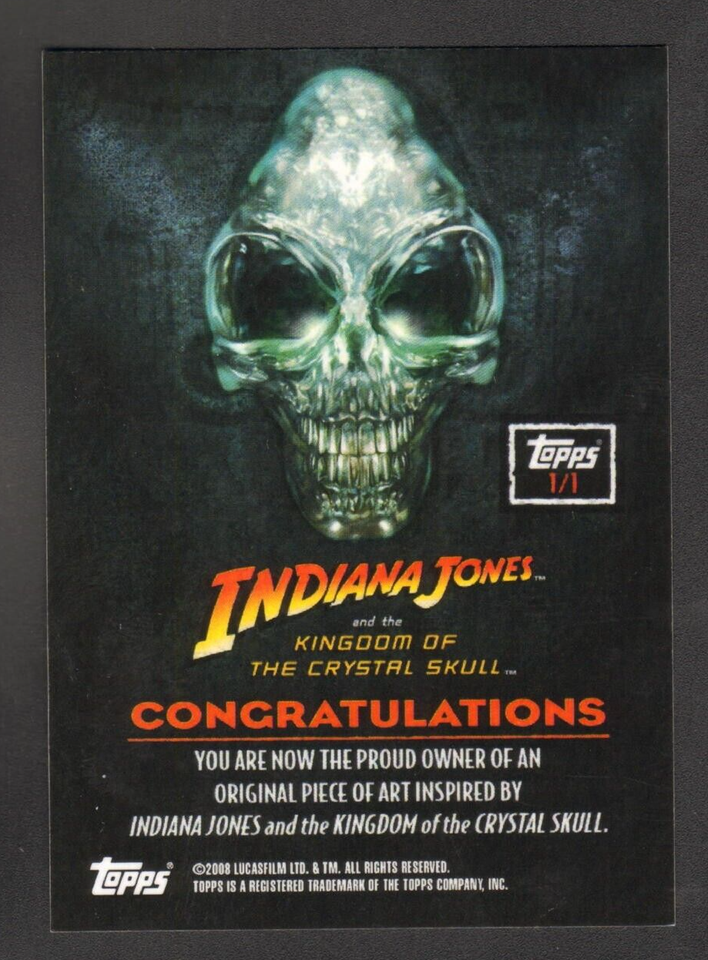 INDIANA JONES KINGDOM OF CRYSTAL SKULL ORIGINAL SKETCH ART CARD HOWARD ...