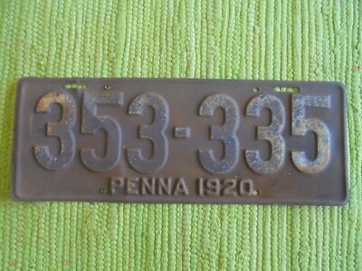 1920 Pennsylvania License Plate PA 20 Penna Tag 353-335 | eBay