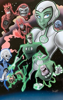 ADRIAN ROPP rare GREEN LANTERN ANIMATED art print DC 11x17 SIGNED Last ...