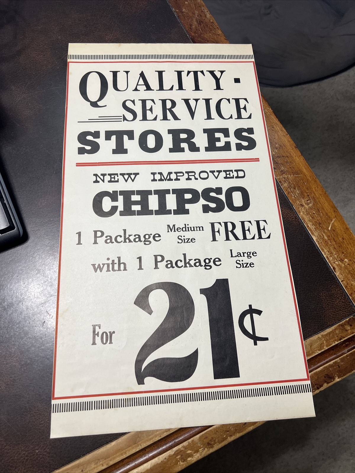 Vntg 10x18 Chipso Grocery Store Paper Window Sign | eBay