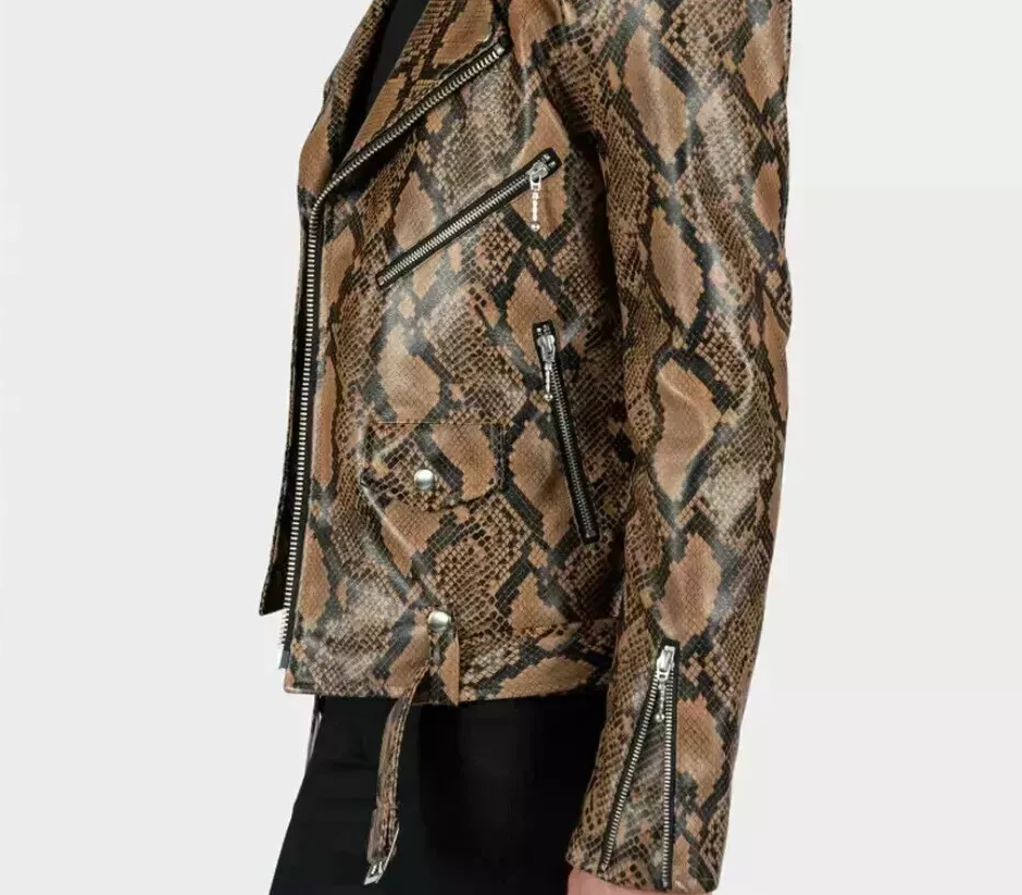 Men's Italian Exotic Snake Texture Leather Jacket Python SnakeSkin ...