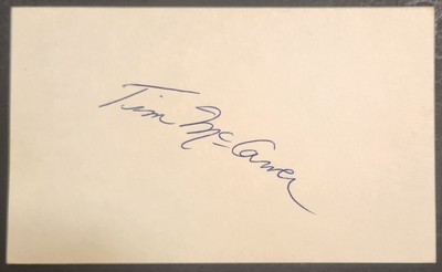 TIM MCCARVER Autograph Signed 3X5 World Champion 1964 & 1967 Cardinals ...