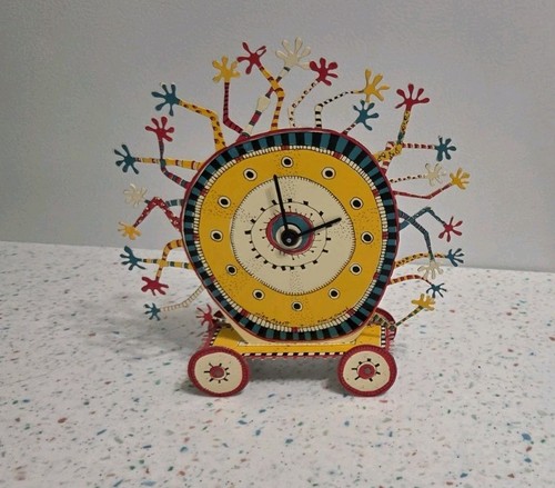 Vintage 2003 Mike Abbott & Kim Ellwood Trolley Clock Metal Art Quirky ...