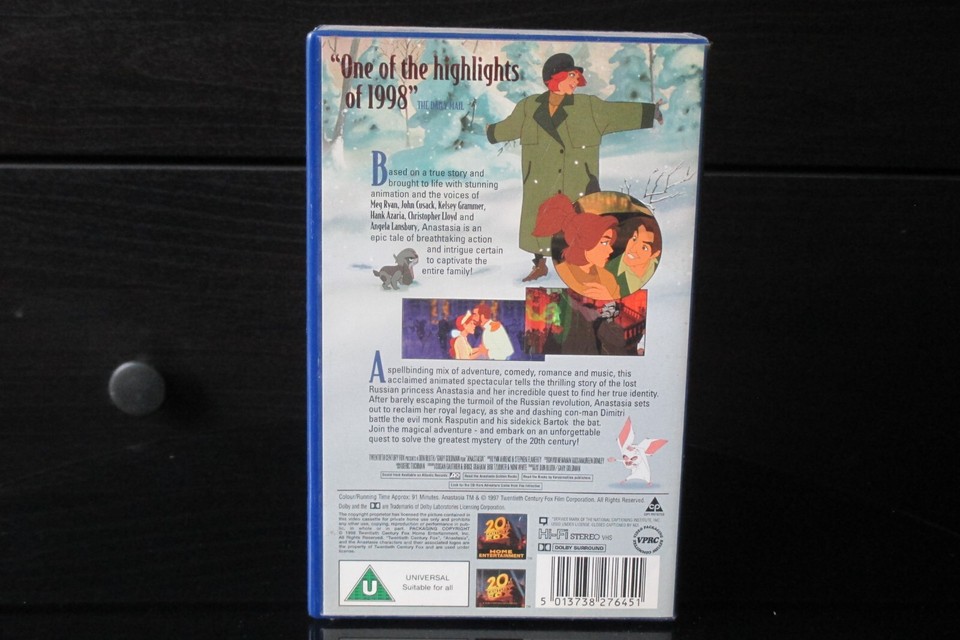 ANASTASIA VHS PAL UK Video DON BLUTH CLASSIC 1998 MEG RYAN ANGELA ...