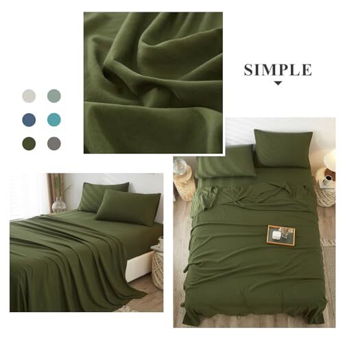 Sheet Sets Bedding Sheet, Simple Style Forest Green Sheets 4 Queen Army ...