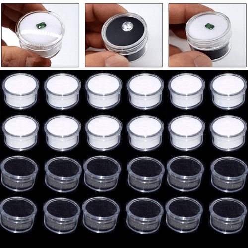 Transparent Gem Round Box Protective Loose Diamond Gemstone Display ...