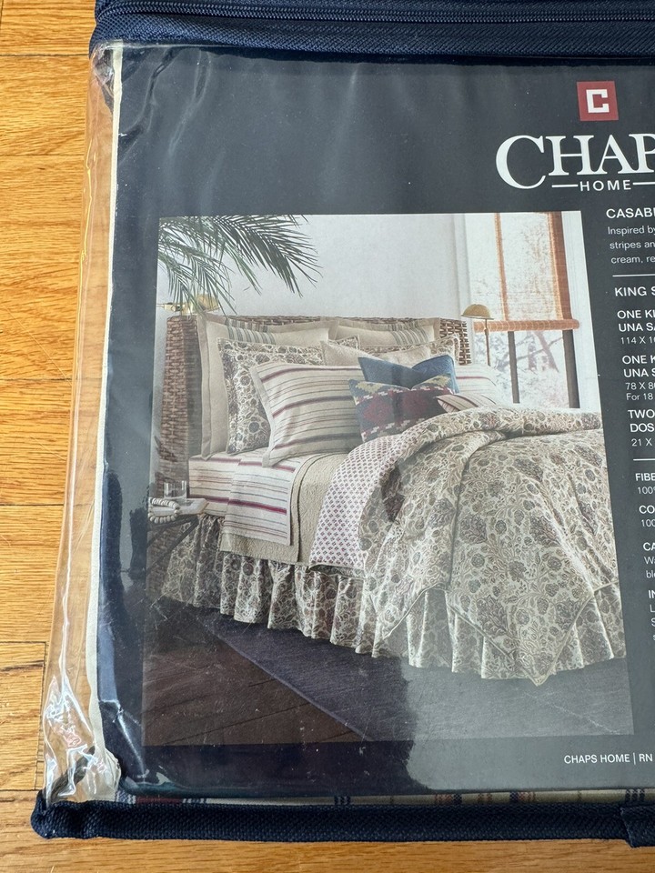 Ralph Lauren CHAPS Casablanca King Sheet Set Red Gold Blue Multi ...