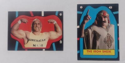 Hulk Hogan Iron Sheik 1985 Rookie Card Stickers #5 #11 WWE Topps ...