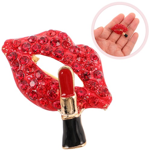 Red Lip Rhinestone Brooch Pin Fashionable Lip Shape Brooch for Women ...