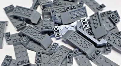 10 Lego Dark Bluish Gray, Slope, Inverted 45 6 x 2 Double with 2 x 4 ...