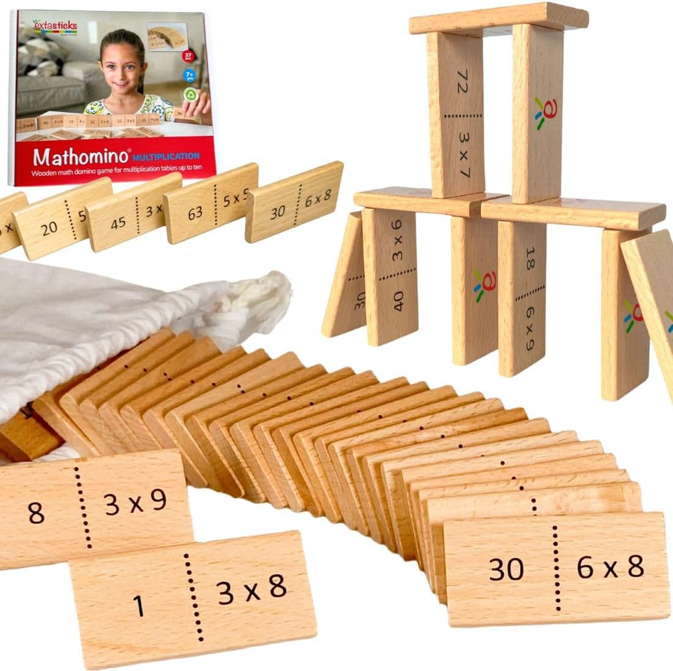 Multiplication Domino Math Game | Wooden Educational Algebra Toy ...