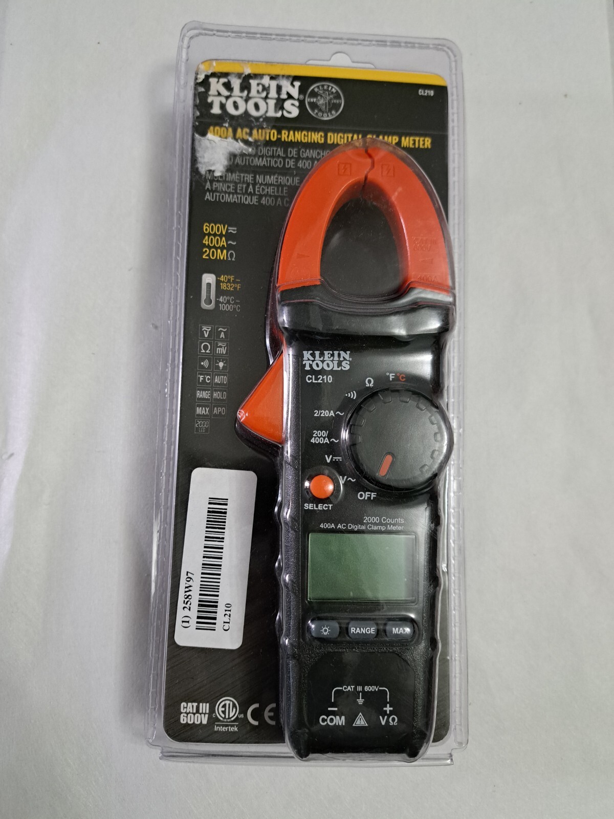 Klein Tools CL210 400 Amp AC Auto-Ranging Digital Clamp Meter for sale ...