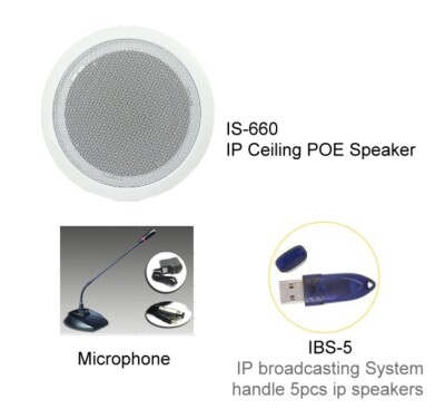 PORTech IS-660 IP Ceiling POE Speaker,IBS-5(IP broadcasting system),Microphone | eBay