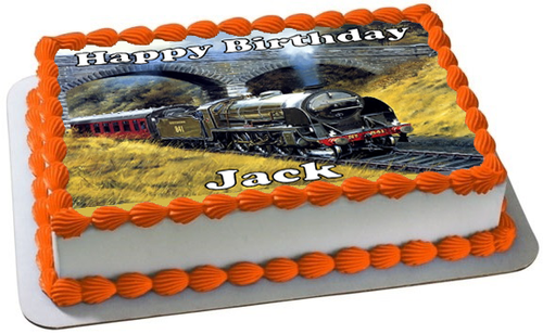 STEAM TRAIN A4 PREMIUM Edible ICING Cake Topper CAN BE PERSONALISED D1 ...