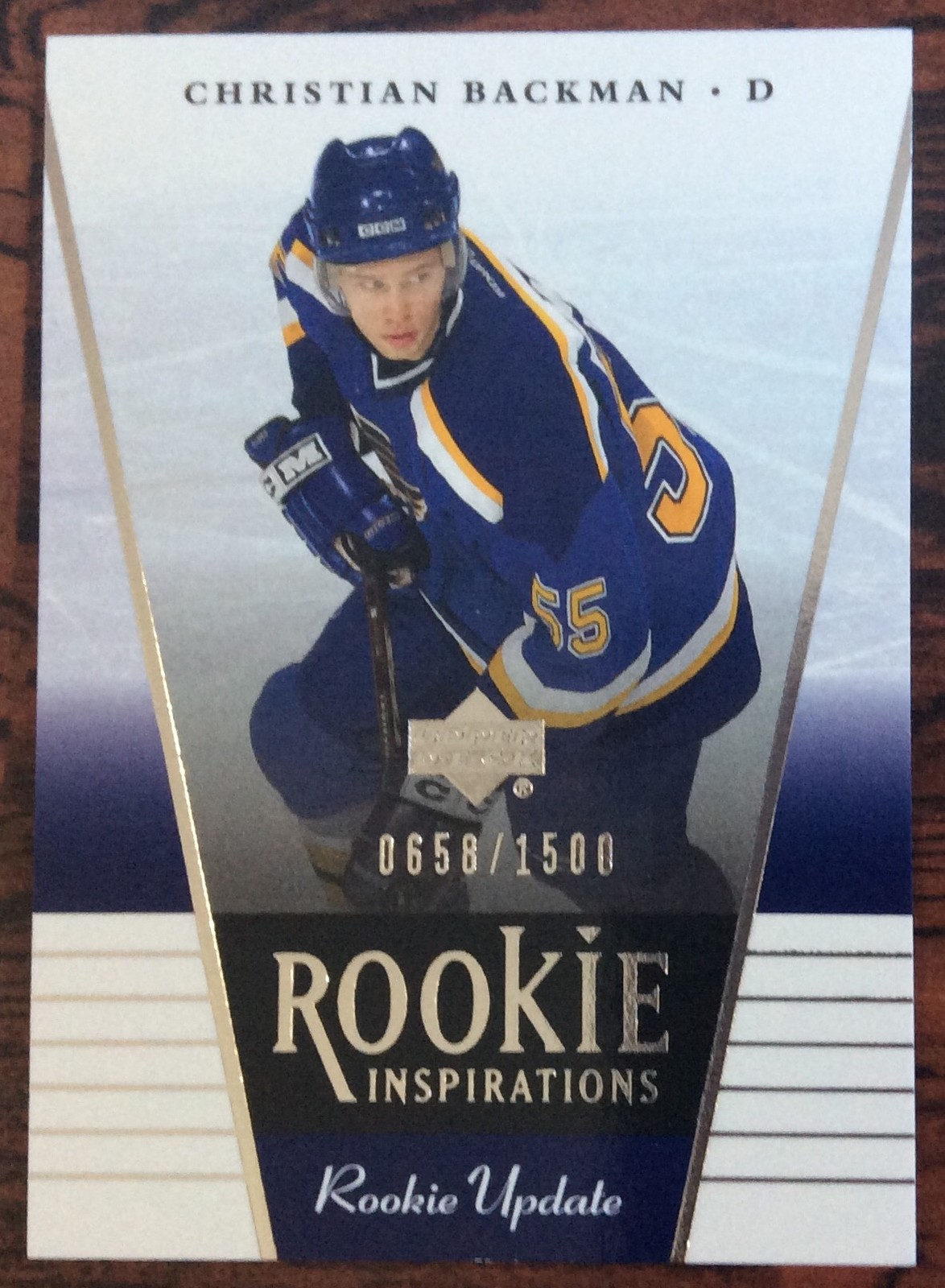 2002-03 CHRISTIAN BACKMAN UD ROOKIE UPDATE INSPIRATIONS RC #175 BLUES ...