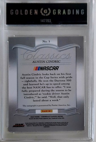 Austin Cindric 2023 Chronicles Racing Donruss Classics Autograph Auto ...