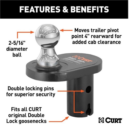 CURT 60602 DOUBLE LOCK GOOSENECK EXTENSION BALL | eBay