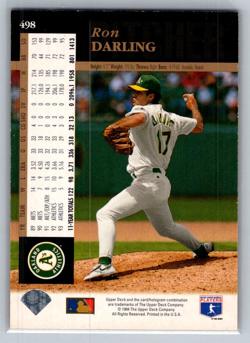 1994 Upper Deck - Electric Diamond #498 Ron Darling for sale online | eBay