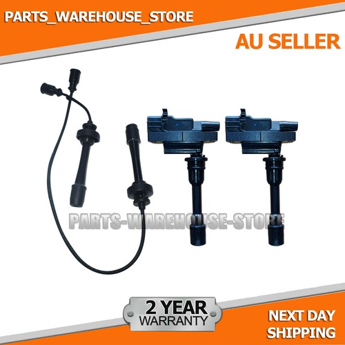 2PCS Ignition Coils & Ignition Leads for Ford Laser Mazda 323 Astina ...