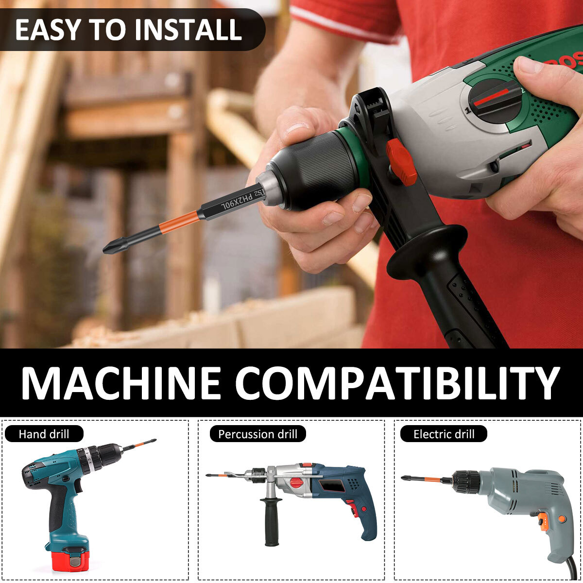 12Pc Magnetic Anti-Slip Drill Bit S2 Cross Head Bits Set Screwdriver ...