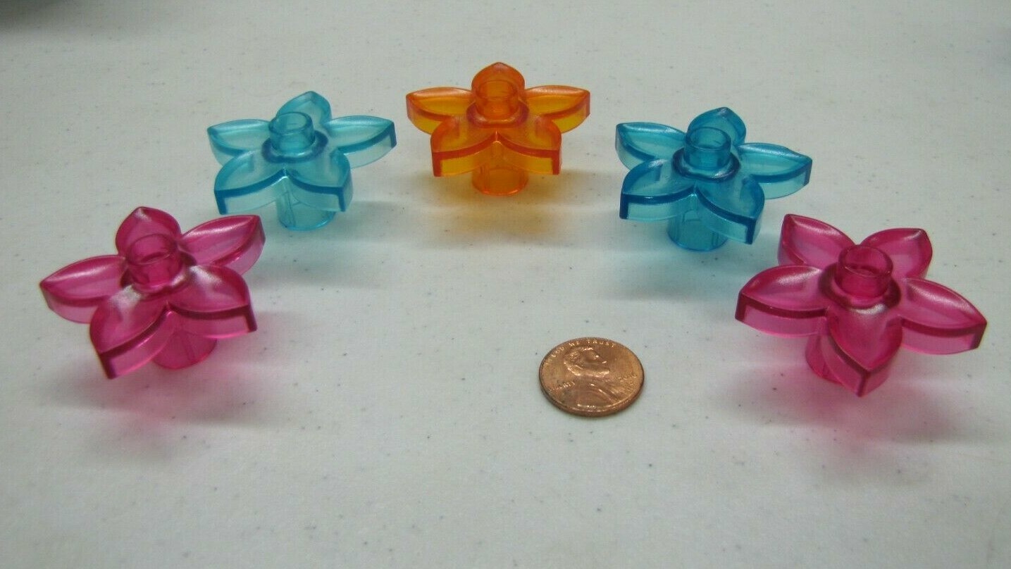 Lego Duplo Translucent Flowers Lot Clear Pink Orange Blue Princess Lot ...