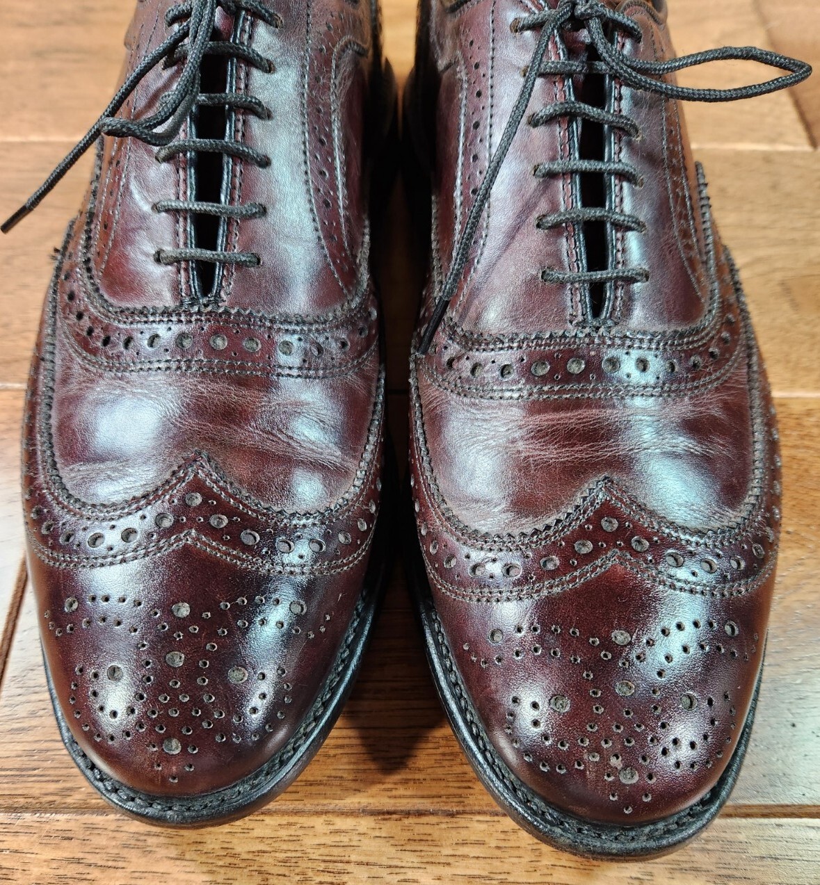 Allen Edmonds "McAllister" Burgundy Leather Wingtip Oxford Dress Shoe ...