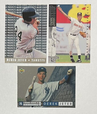 Lot of 3 Derek Jeter Prospect RC ROOKIE Card #550 & 185 UD & #7 Fleer ...